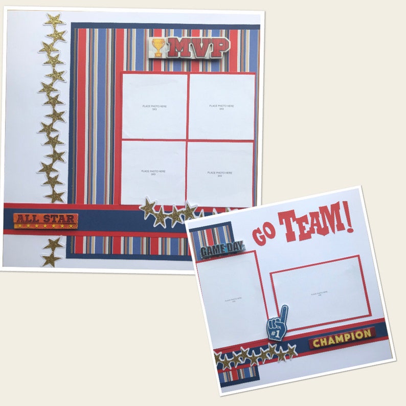 Go Team Sports Layout Two Page Layout Kit Scrapbooking - Etsy
