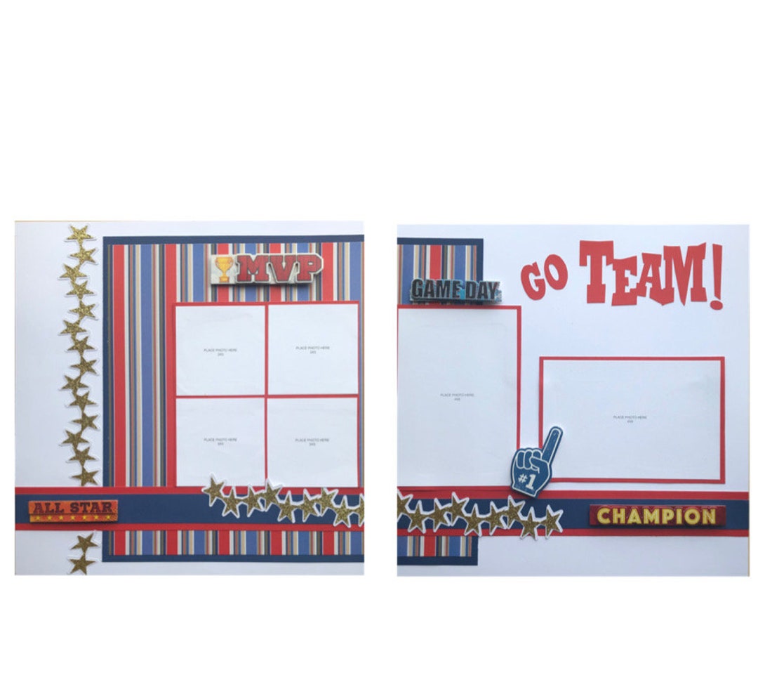 Go Team Sports Layout Two Page Layout Kit Scrapbooking - Etsy
