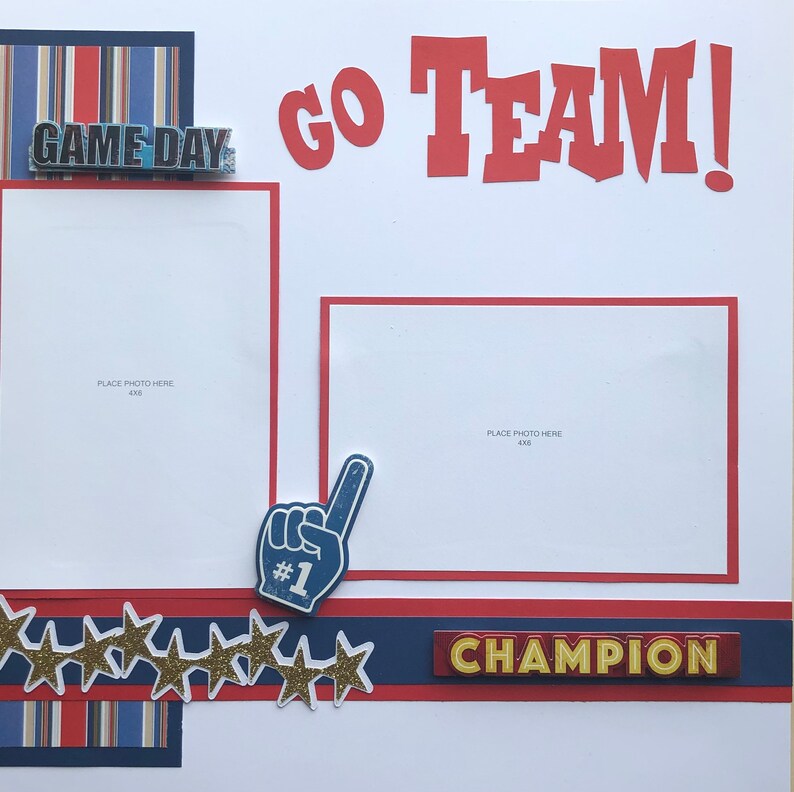 Go Team Sports Layout Two Page Layout Kit Scrapbooking - Etsy Australia