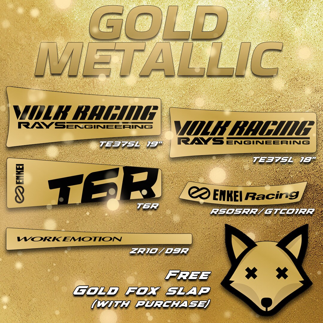 Gold Metallic Wheel Stickers: Volk Racing TE37SL, Enkei RS05RR/GTC01RR ...