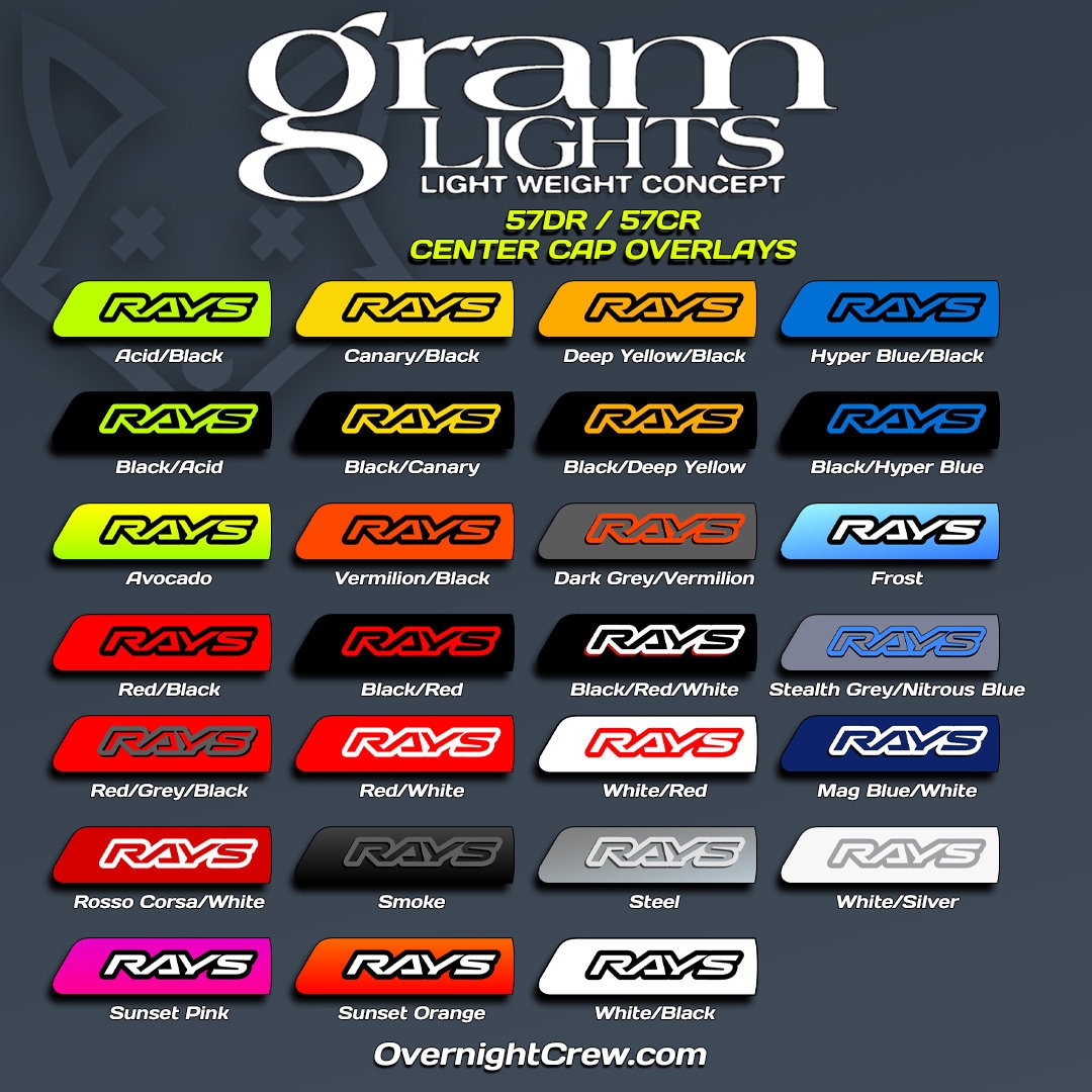 Rays Gram Lights 57DR / 57CR, 57DR-X Center Cap Stickers (4 PCS) - Etsy