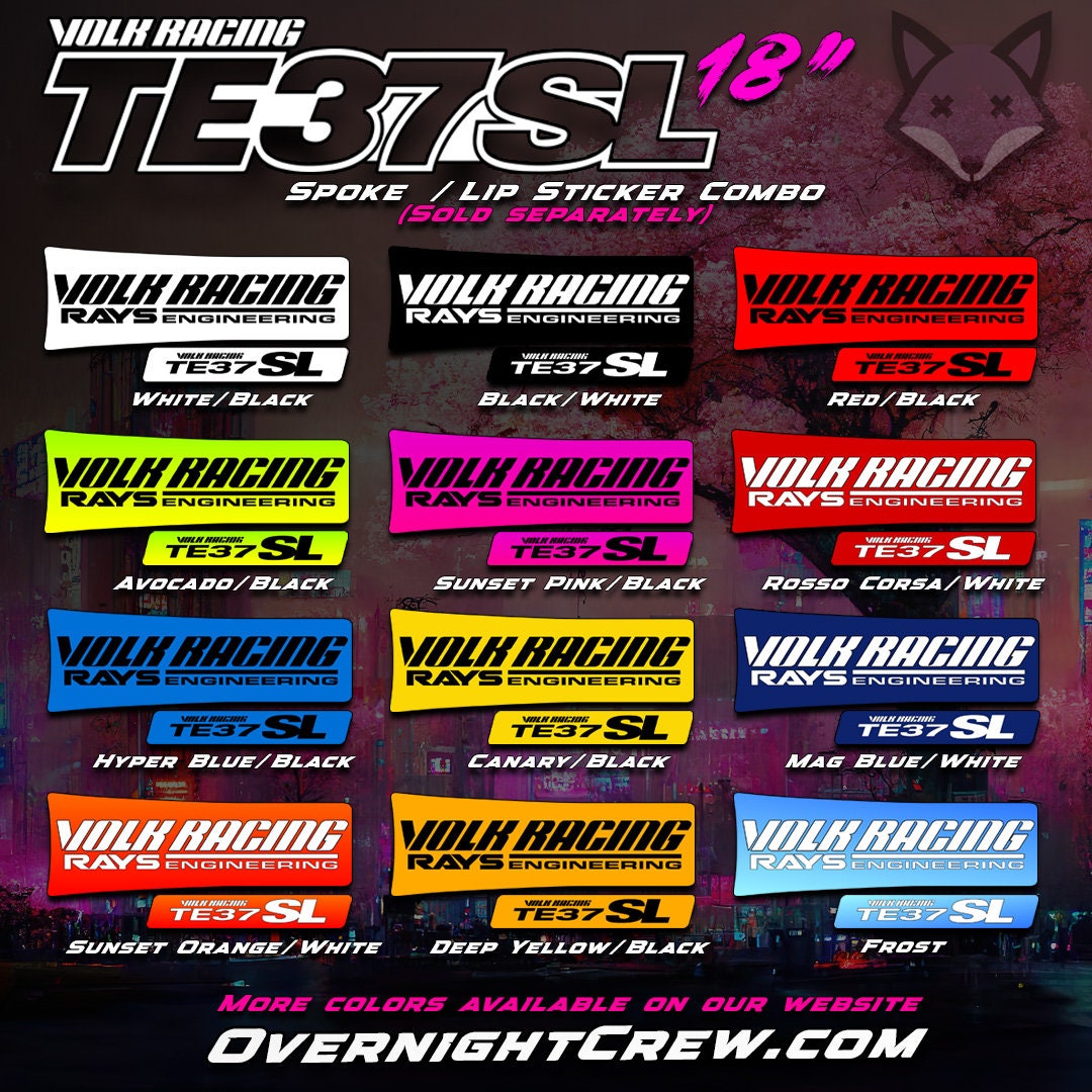 Volk Racing TE37SL 17-18" Spoke & Optional Lip Stickers (4-8 PCS) - Etsy