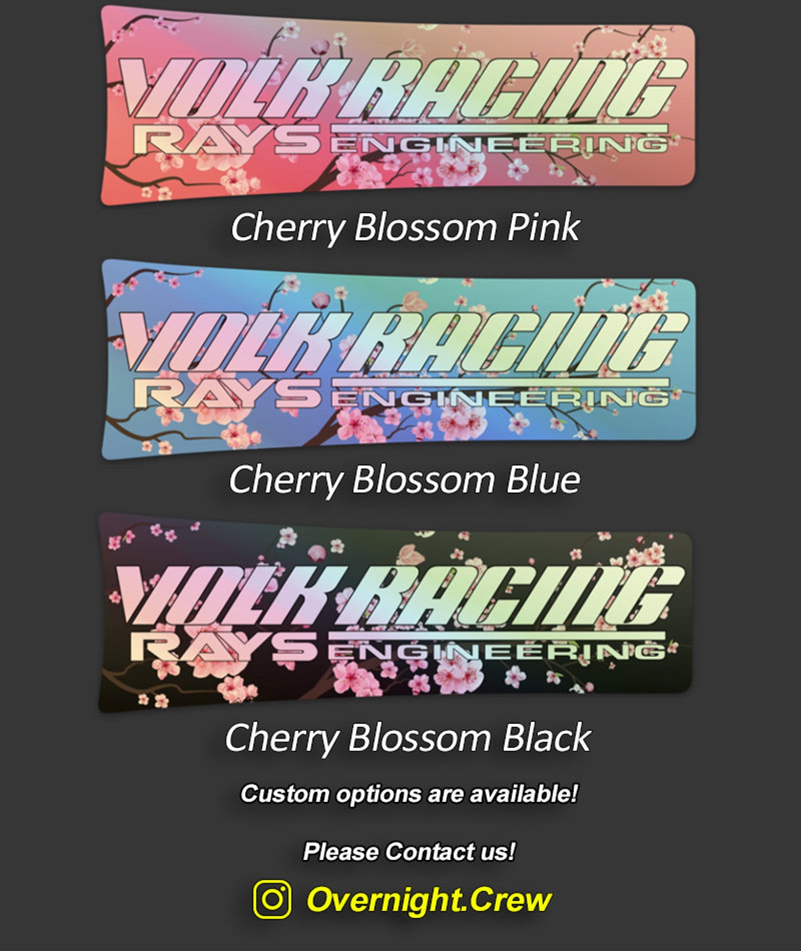 Volk Racing TE37SL 18" Wheel Spoke Stickers - Holographic Cherry ...