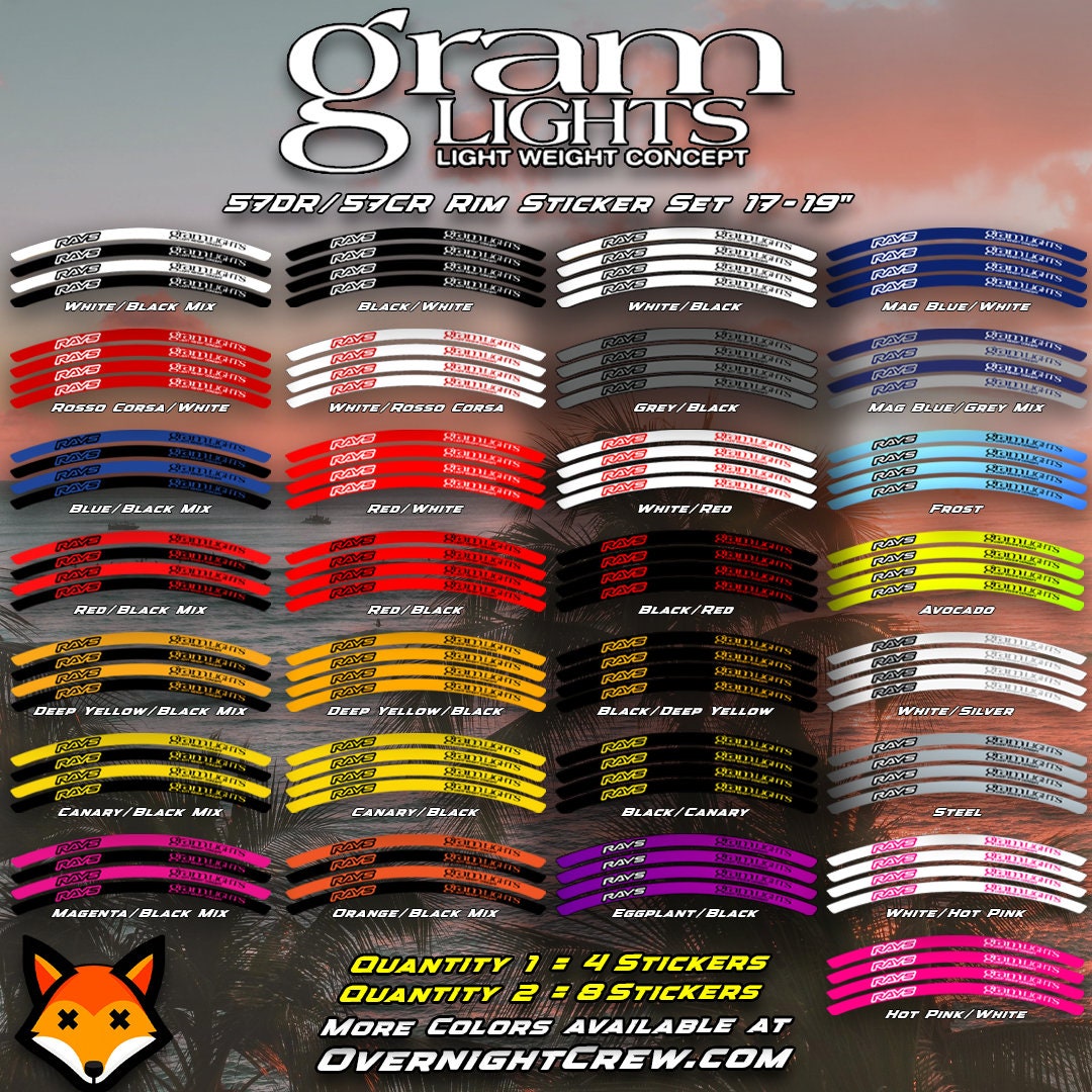 Rays Gram Lights 57DR/57CR Rim Sticker Set 17 - 19" (4 PCS) - Etsy