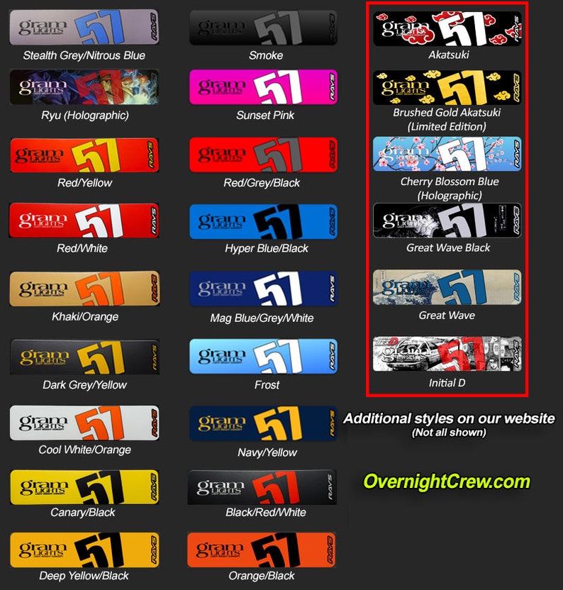 Rays Gram Lights 57DR / 57CR Spoke Stickers 4 PCS - Etsy