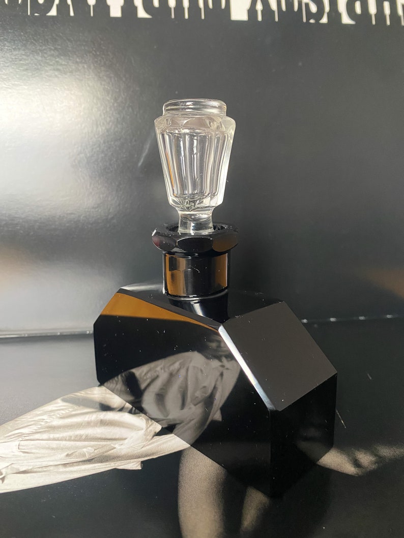 Moser Black Perfume Decanter. Art Deco Crystal Glass Mid Century Modern ...