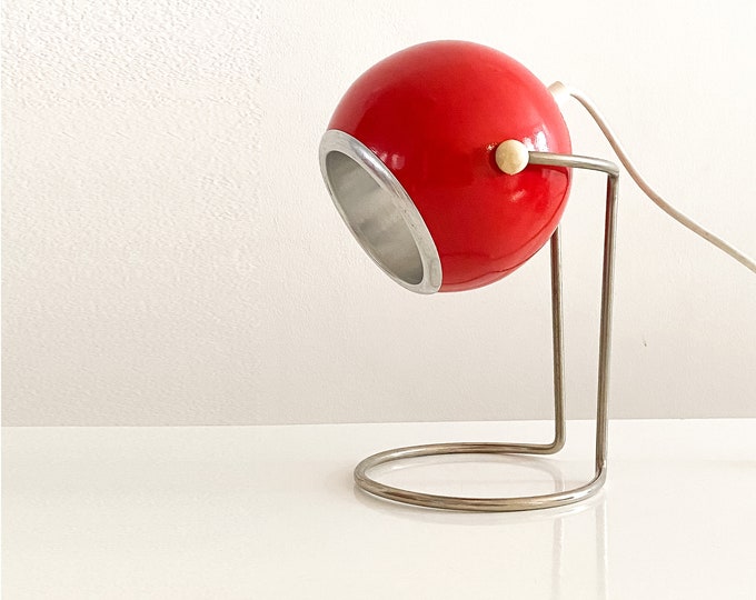 60s Red Eyeball Table Lamp, Designed by Abo Randers Vintage Desk Lamp ...