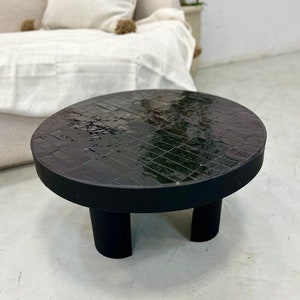 CUSTOM TILE TABLE, Moroccan Zellige Table, Handmade Black Table, Unique ...