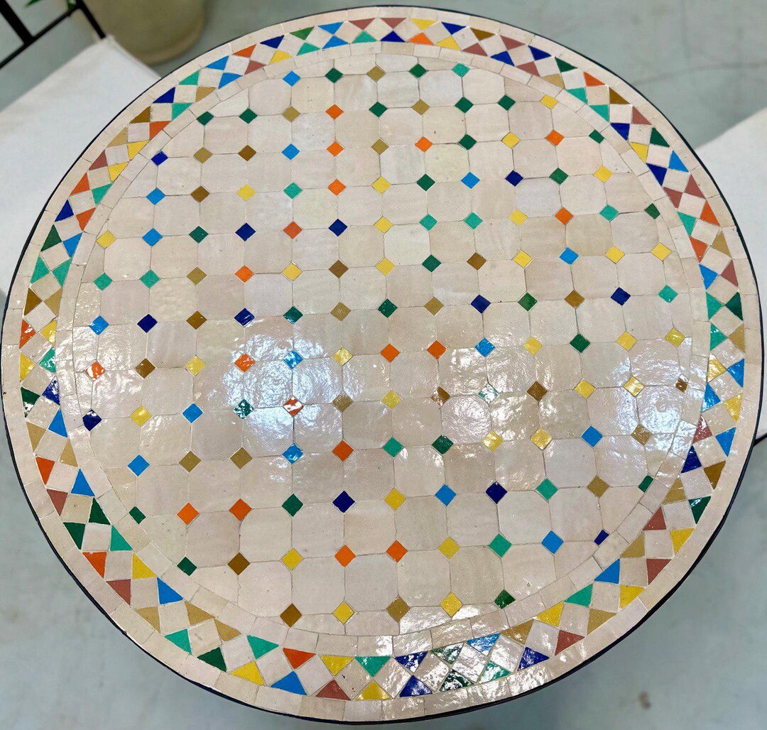 CUSTOM TILE TABLE, Moroccan Zellige Table, Handmade Colorful Table ...