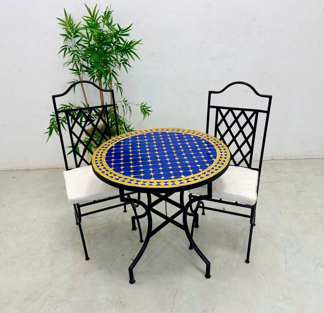 MAJORELLE BLUE MOSAIC Table , Luxurious Zellige Table, Custom Moroccan ...
