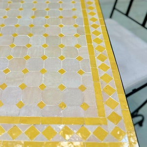 CUSTOM MOSAIC TABLE, Bright Yellow Handmade Table, Zellige Table ...