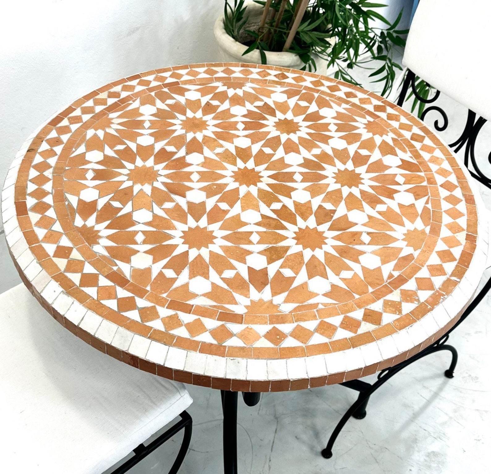 PEACH FUZZ MOSAIC Table, Moroccan Handmade Table, Zellige Table, Garden ...