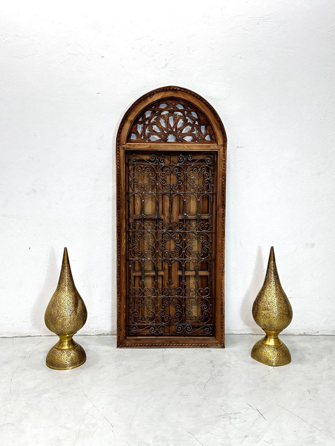 CUSTOM MOROCCAN WOODEN Iron Window Frame, Handmade Wood Iron Window ...