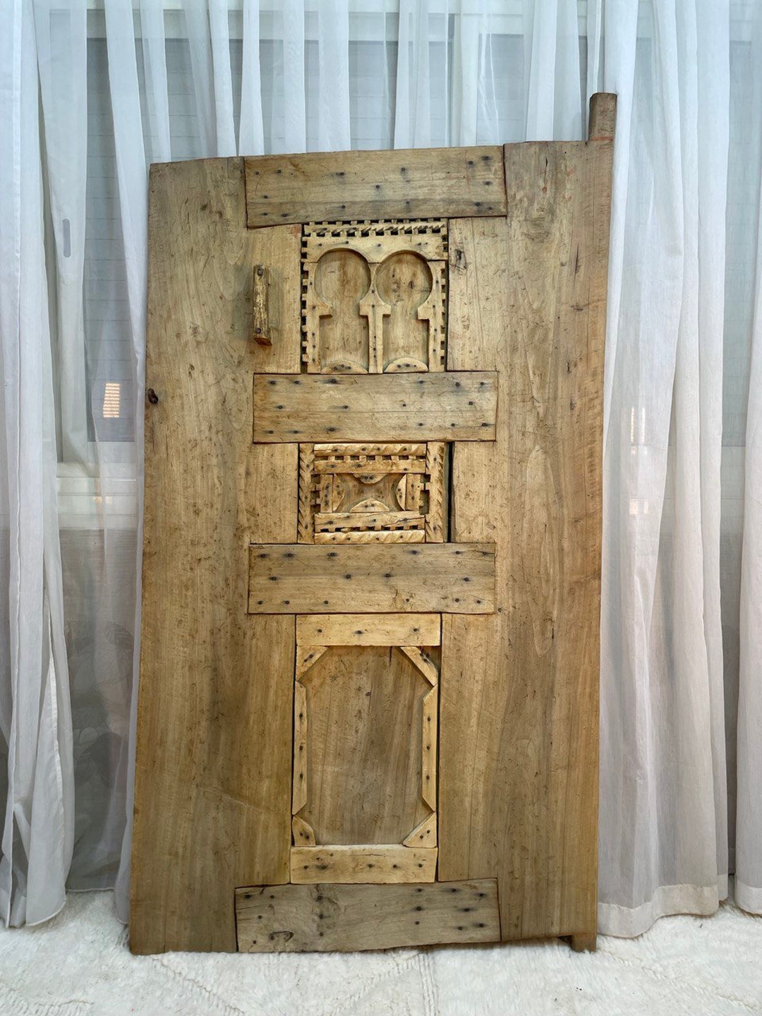 Vintage Moroccan Door, Carved Wooden Door, Berber Wood Door, Amazigh ...