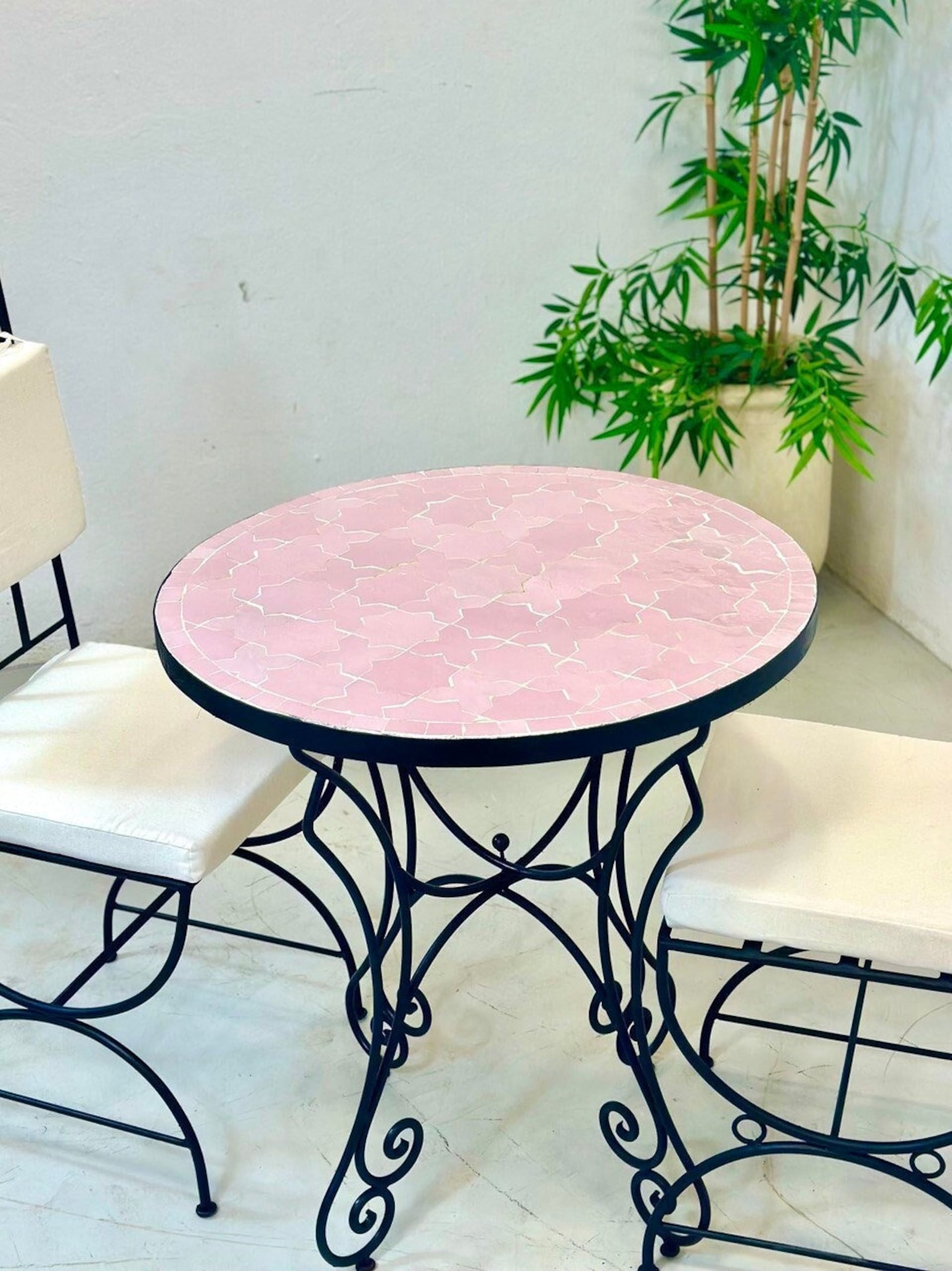CUSTOM TILE TABLE, Moroccan Zellige Table, Handmade Light Pink Table ...