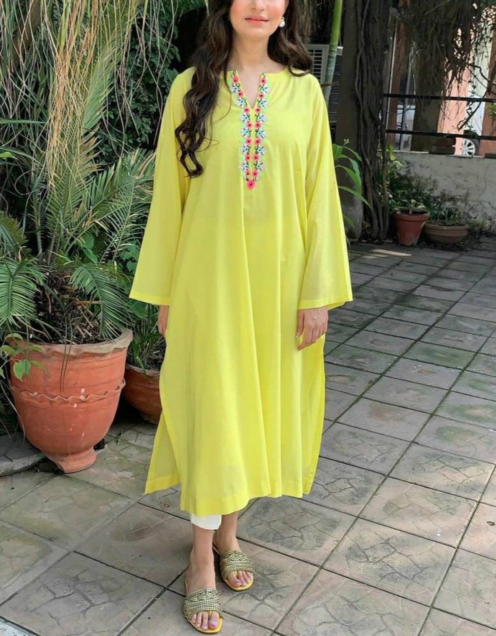 Cotton long pakistani kurti Embellished designer wear | Etsy