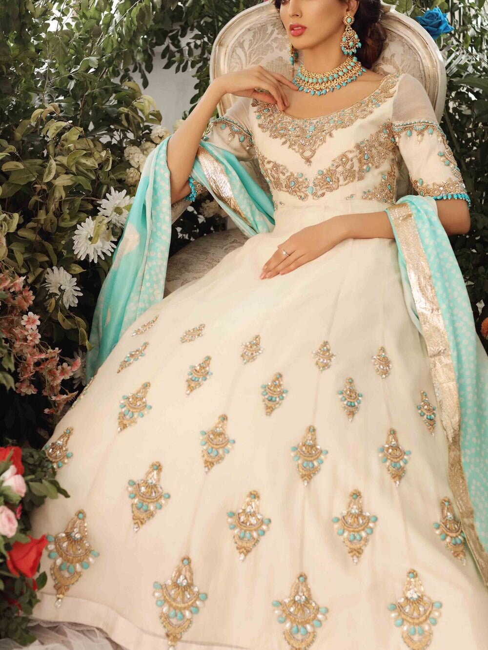 Sequin Beaded Wedding Gown: off White Embellished Anarkali Dress - Etsy