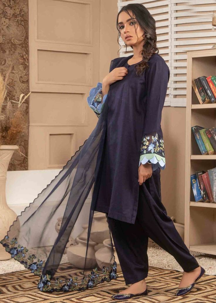 Black Silk Pakistani Suit Blue Silk Formal Dress Floral - Etsy