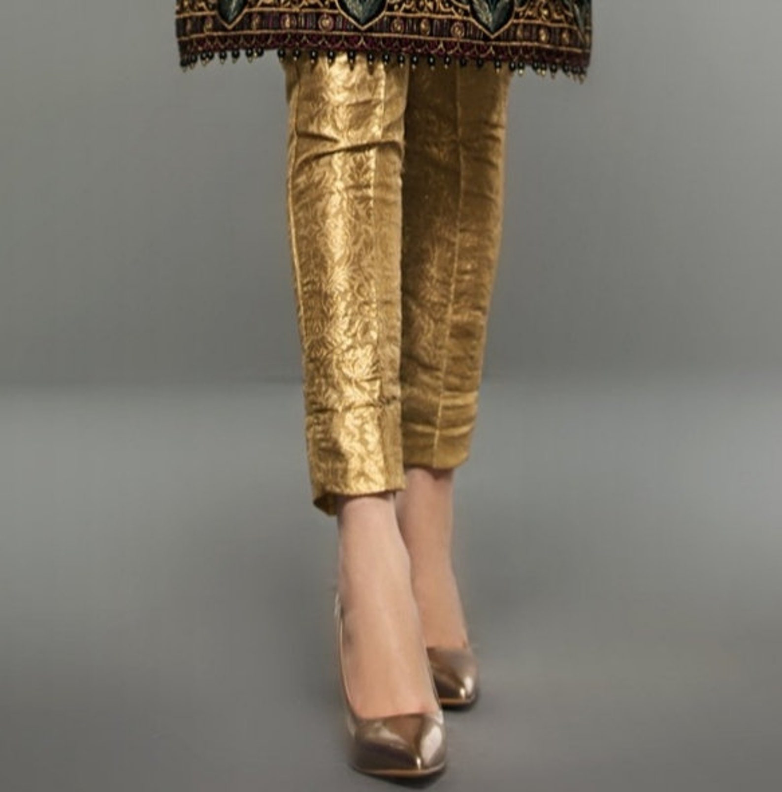 Brocade Straight Pantbell Bottoms Wide Leg Pantspakistani | Etsy