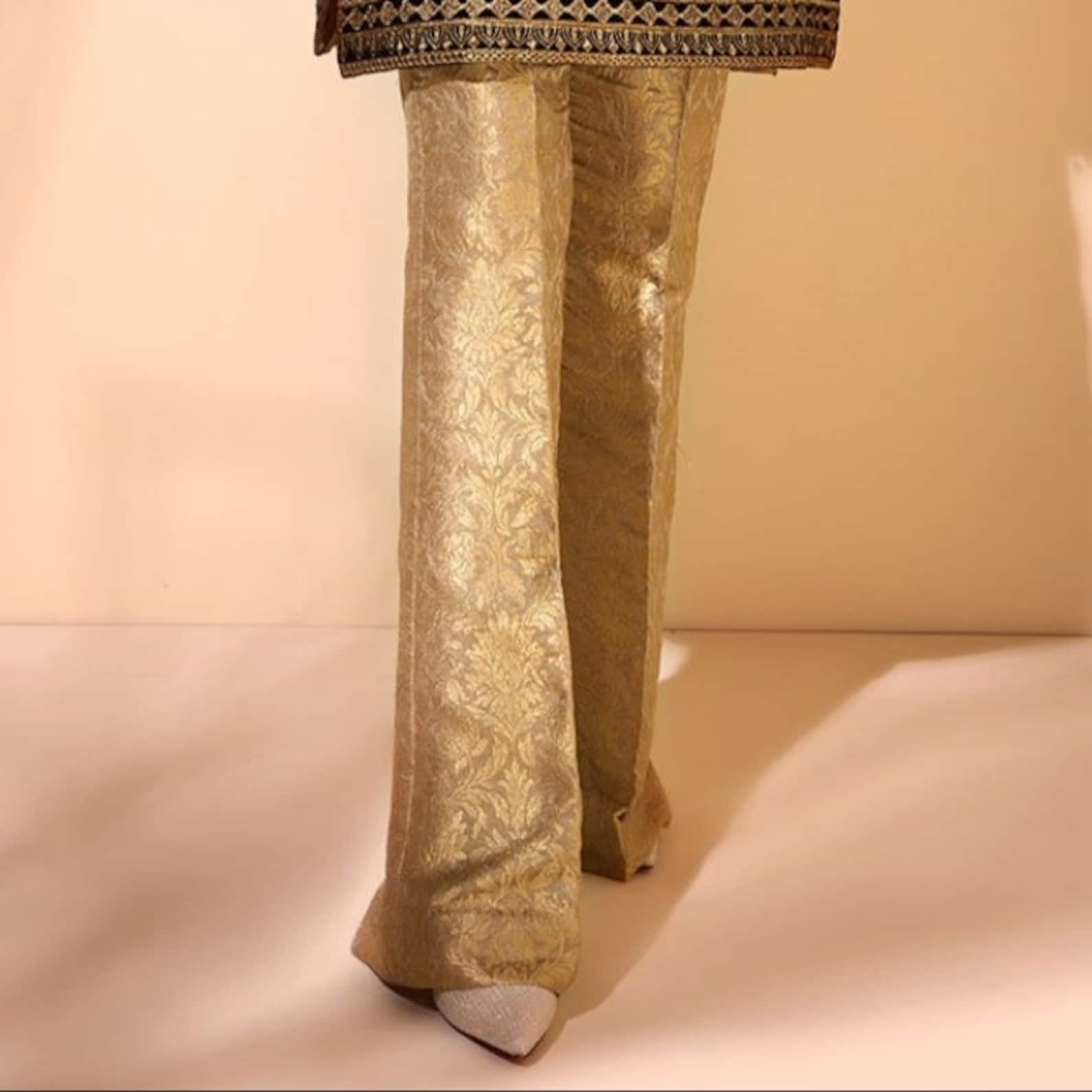 Brocade Straight Pantbell Bottoms Wide Leg Pantspakistani | Etsy