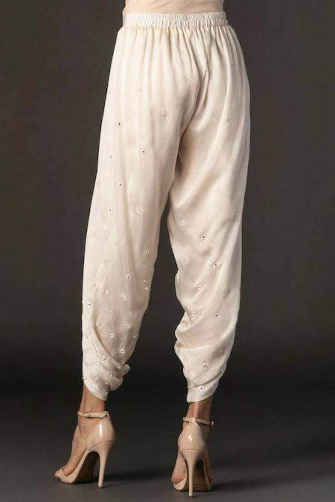 White Tulip Pant With Mirror Work: Custom Fit Tulip Trousers - Etsy