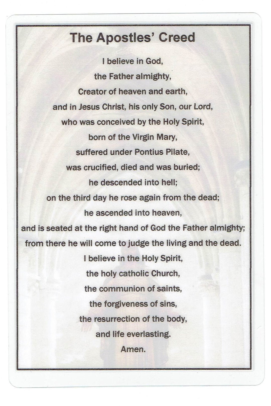 Laminated Apostles' Creed Flashcard - Catholic - Etsy