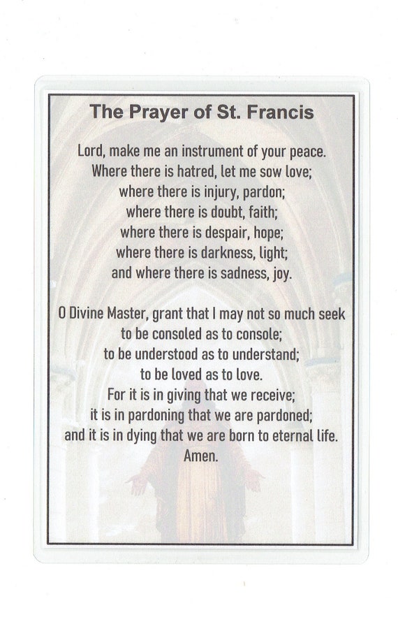 Laminated Prayer of St. Francis Flashcard - Etsy
