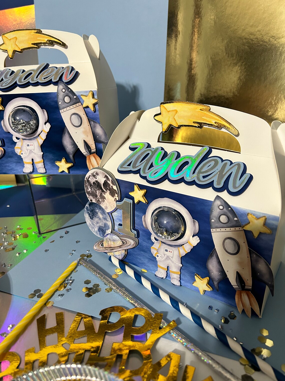 Space Theme Gable Party Favor Boxes - Etsy