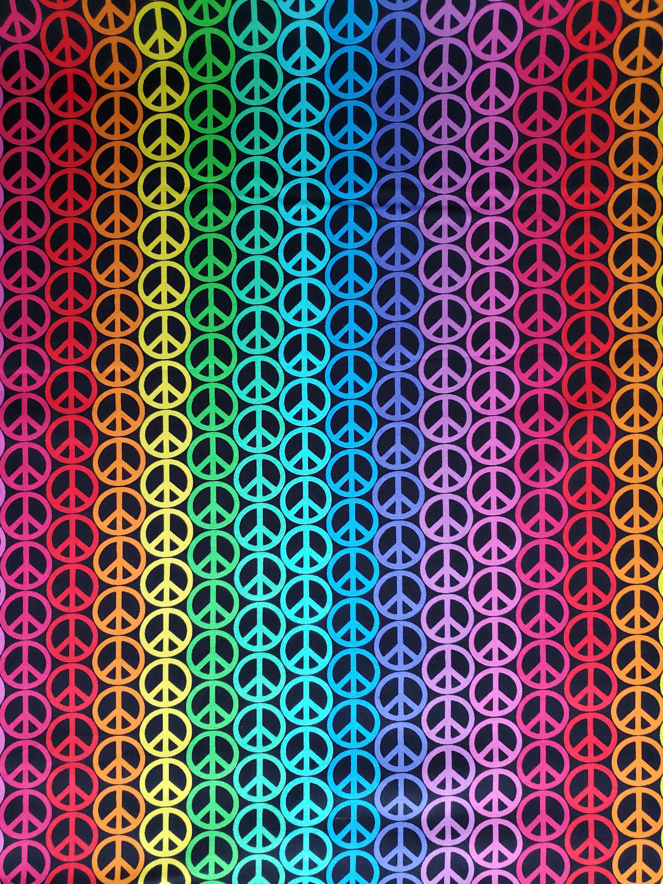 Peace to All. Cotton Fabric by Freckle and Lollie. Rainbow Peace Signs ...