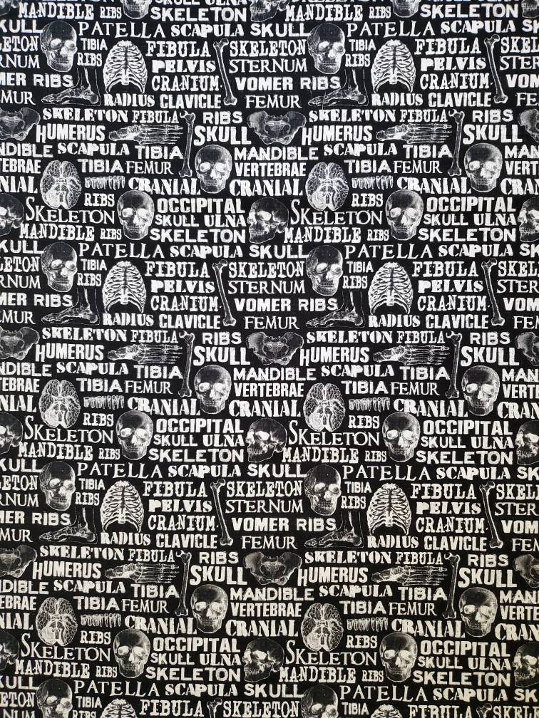 Bone Yard. Cotton Fabric by Hi-fashion Fabrics. Skulls, Bones, and Bone ...