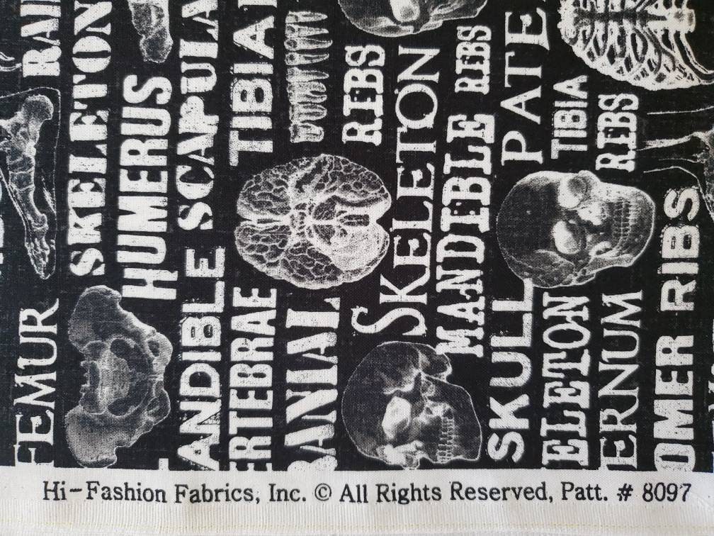 Bone Yard. Cotton Fabric by Hi-fashion Fabrics. Skulls, Bones, and Bone ...