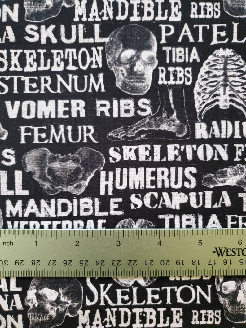 Bone Yard. Cotton Fabric by Hi-fashion Fabrics. Skulls, Bones, and Bone ...