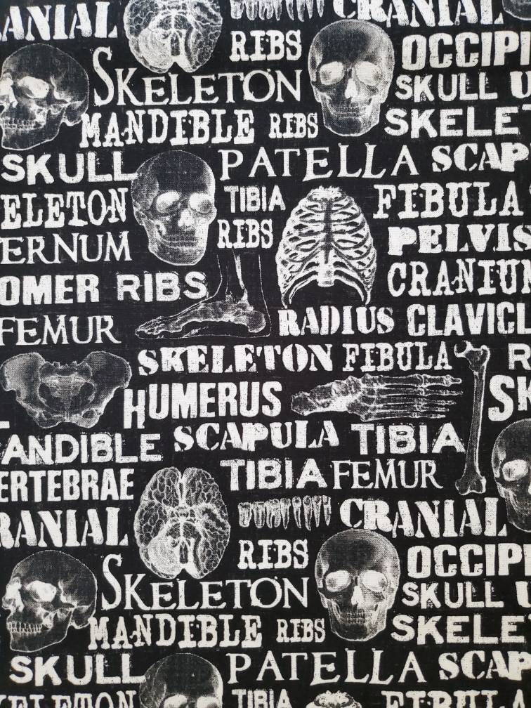 Bone Yard. Cotton Fabric by Hi-fashion Fabrics. Skulls, Bones, and Bone ...