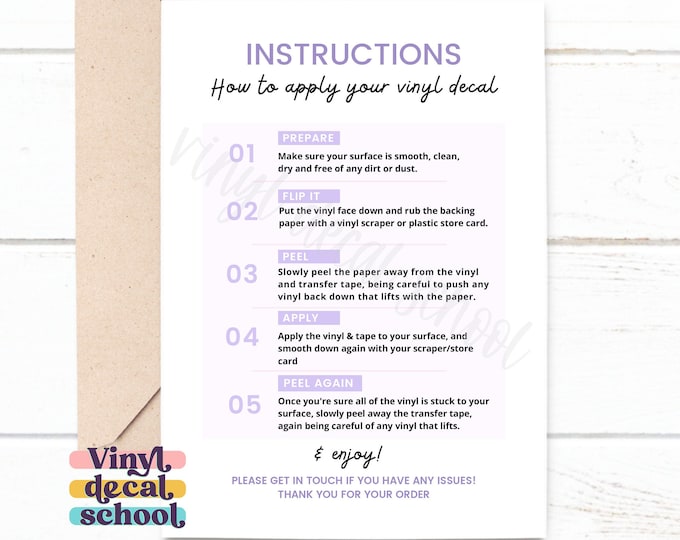 Printable Decal Instructions for Adhesive Vinyl With Illustrations // 4 ...
