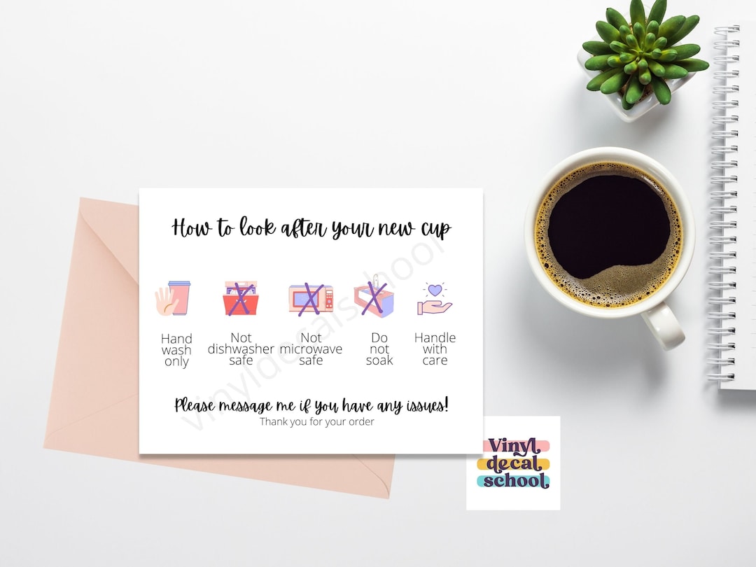 Printable Cup Care Card With Illustrations // 4 per Page US Letter & A4 ...