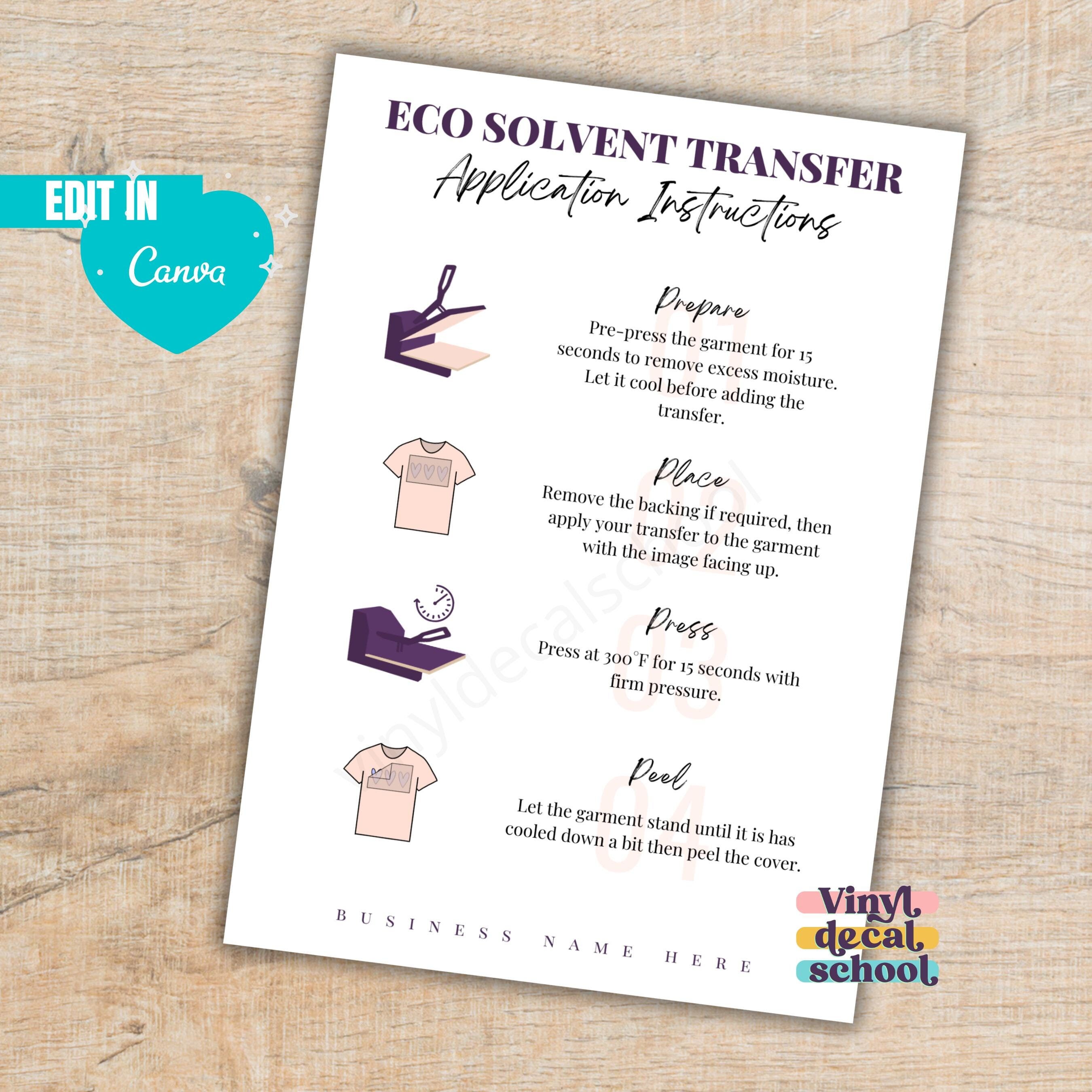 Eco Solvent Transfer Instruction Card With Illustrations // Ecosolvent ...