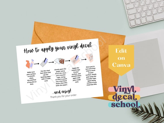 Editable Vinyl Instruction Cards With Illustration // Simple - Etsy