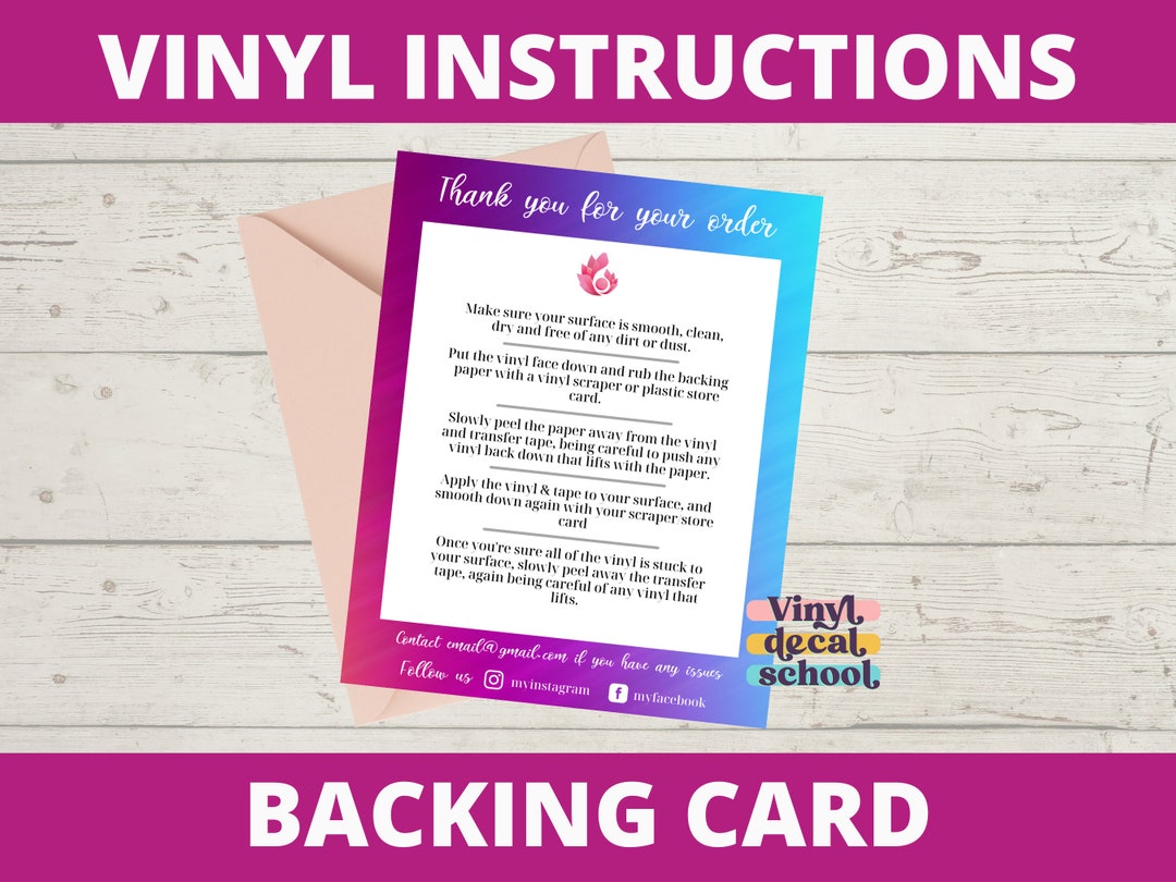 Editable Decal Instructions Card // Simple Style Insert Card // Edit on ...