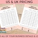 Editable Vinyl Price List // Easy to Read Pricing Chart, Perfect for ...