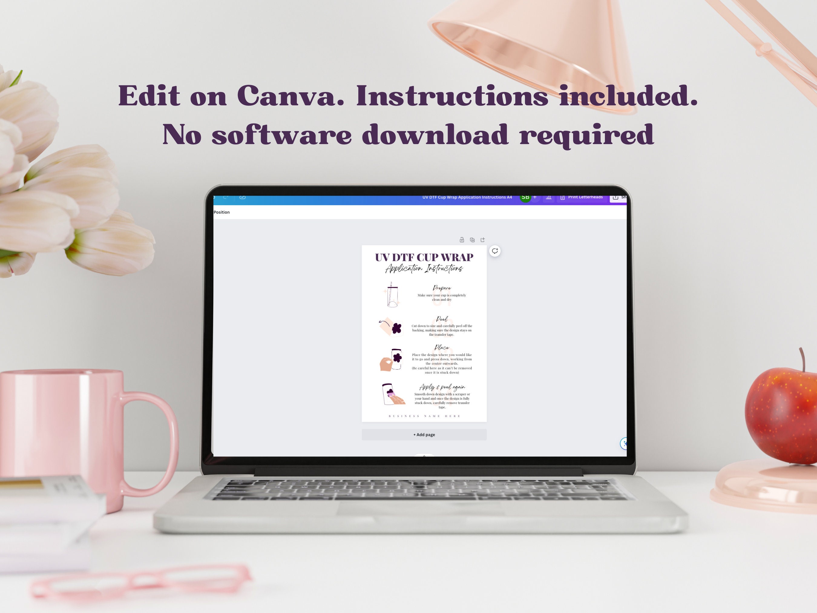 Editable UV-DTF Application Card With Illustrations // UVDTF ...