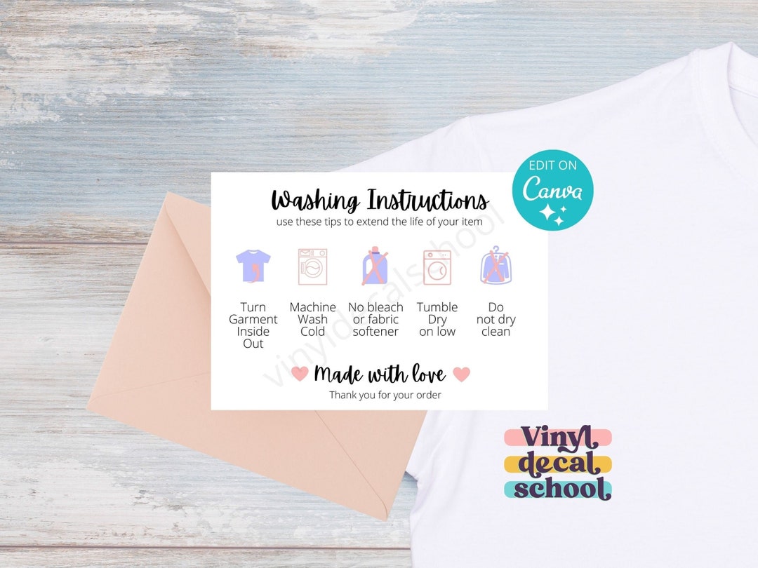 Editable Washing Instructions Card With Illustrations // Simple Style ...