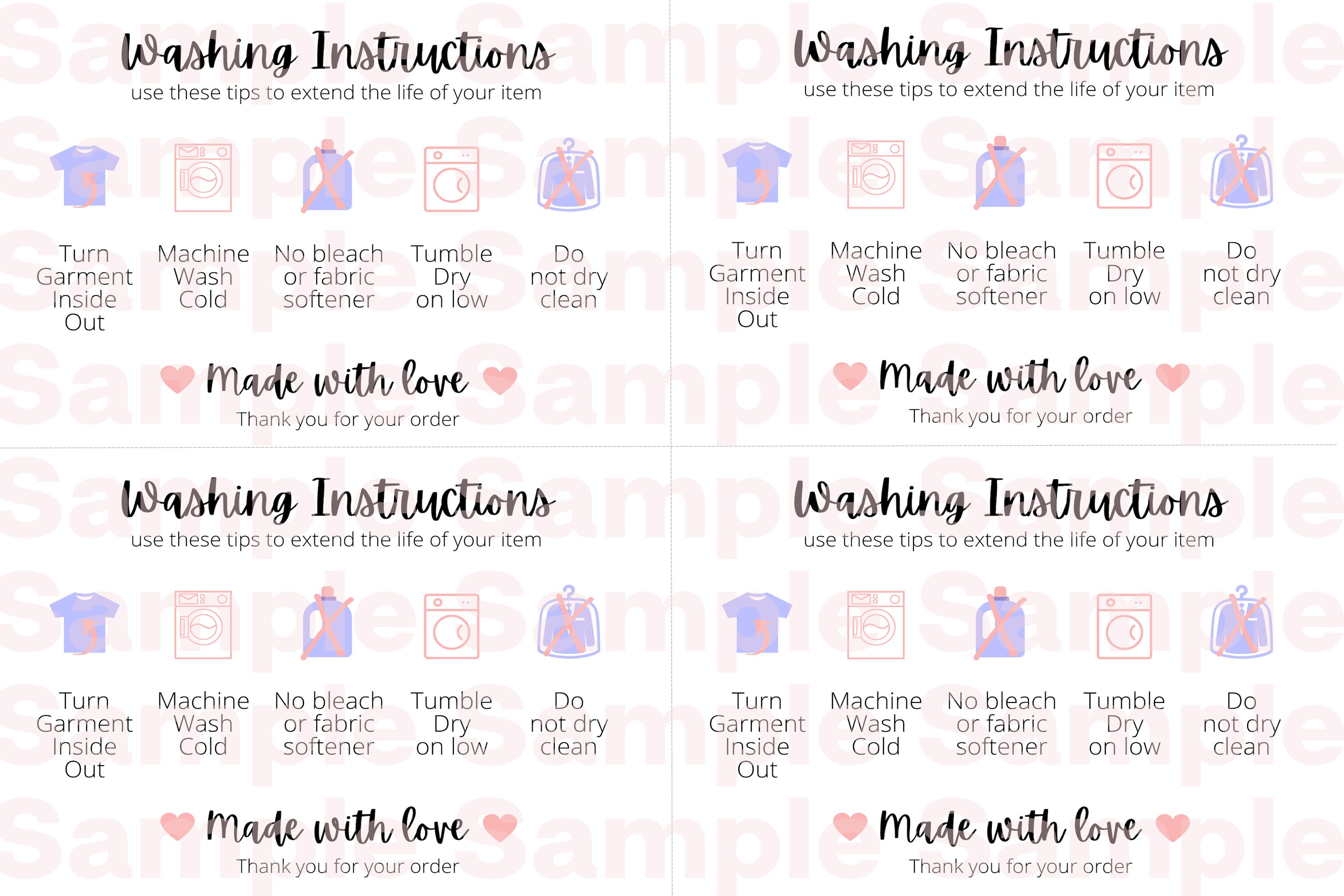 BUNDLE Care Card and Vinyl Instructions With Icons // US Letter & A4 ...