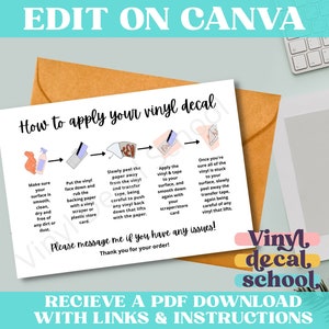 Editable Vinyl Instruction Cards With Illustration // Simple Style ...