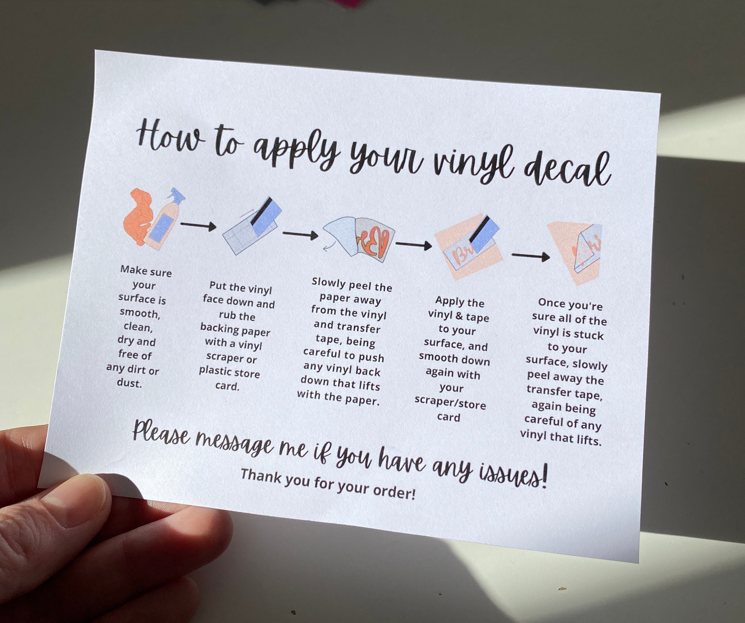 Editable Vinyl Instruction Cards With Illustration // Simple Style ...