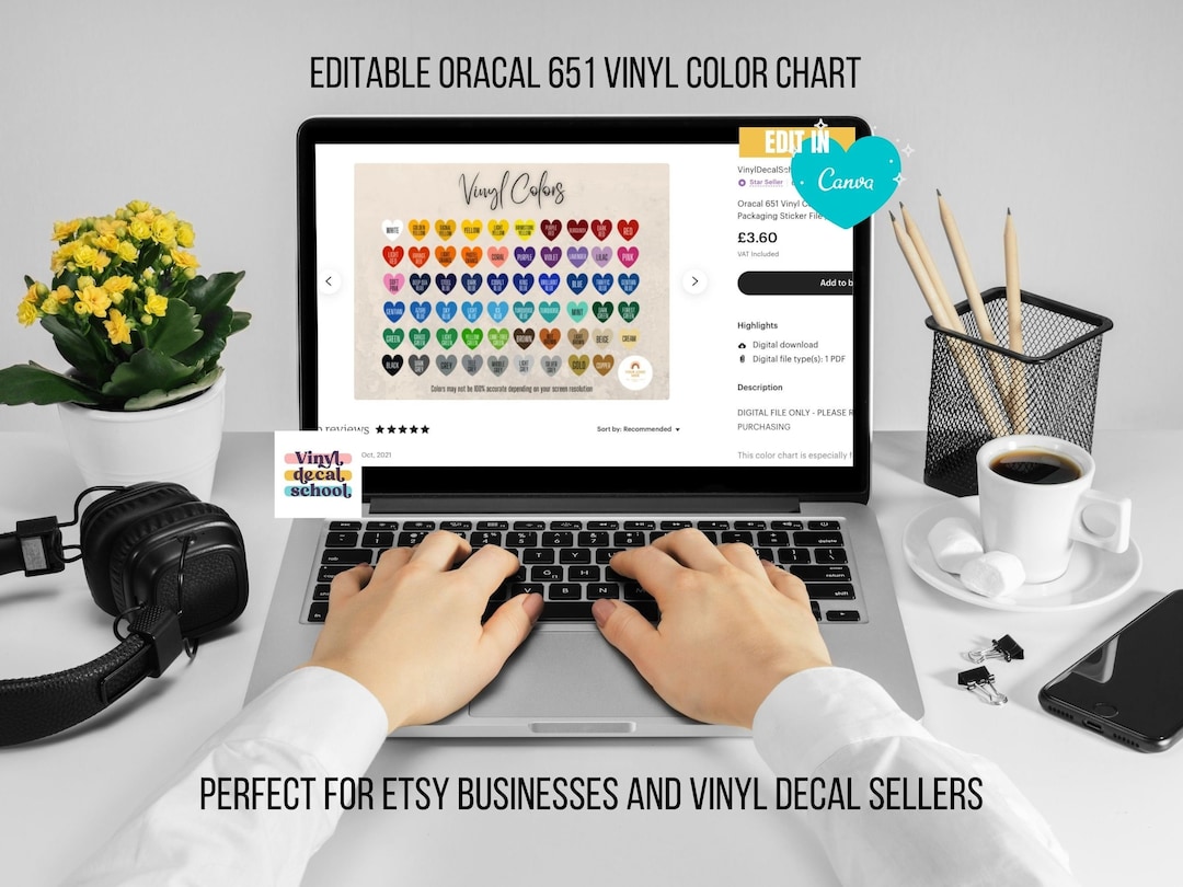 Editable Oracal 651 Vinyl Color Chart for Decal Businesses // Edit on ...
