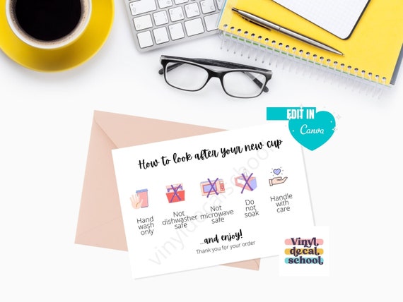 Editable Cup Care Card With Illustrations // Simple Style | Etsy