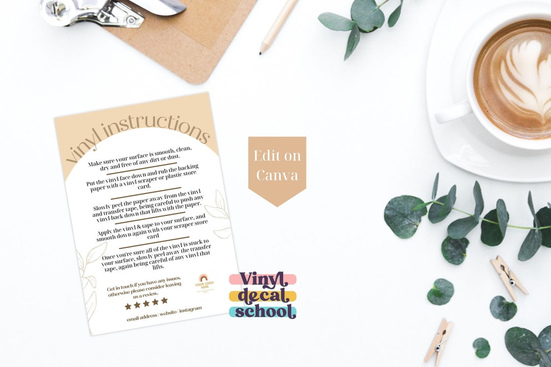 Printable & Editable Boho Style Vinyl Instructions Card // Neutrals ...