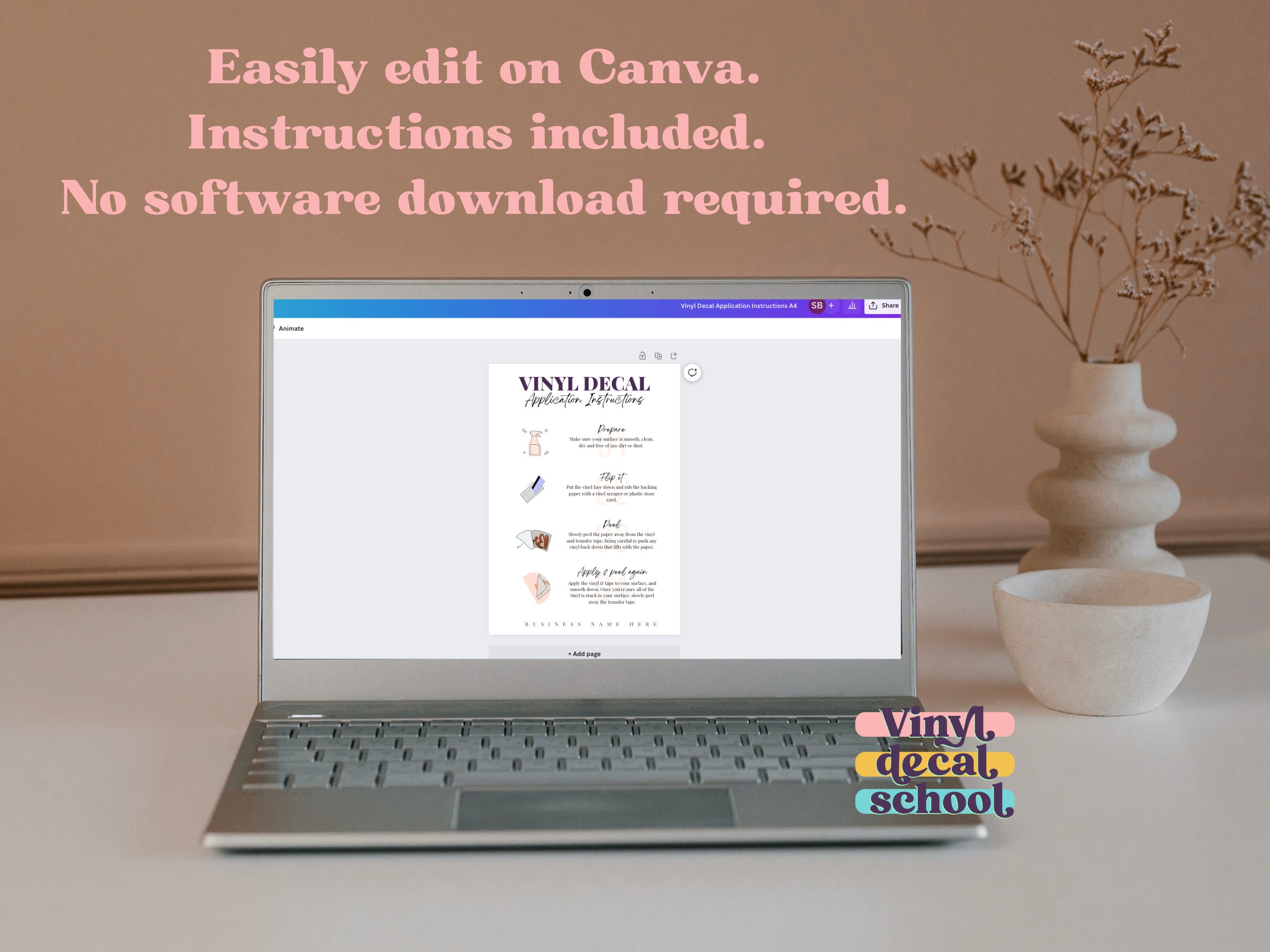 Editable Vinyl Decal Instruction Card With Illustrations // Minimal ...