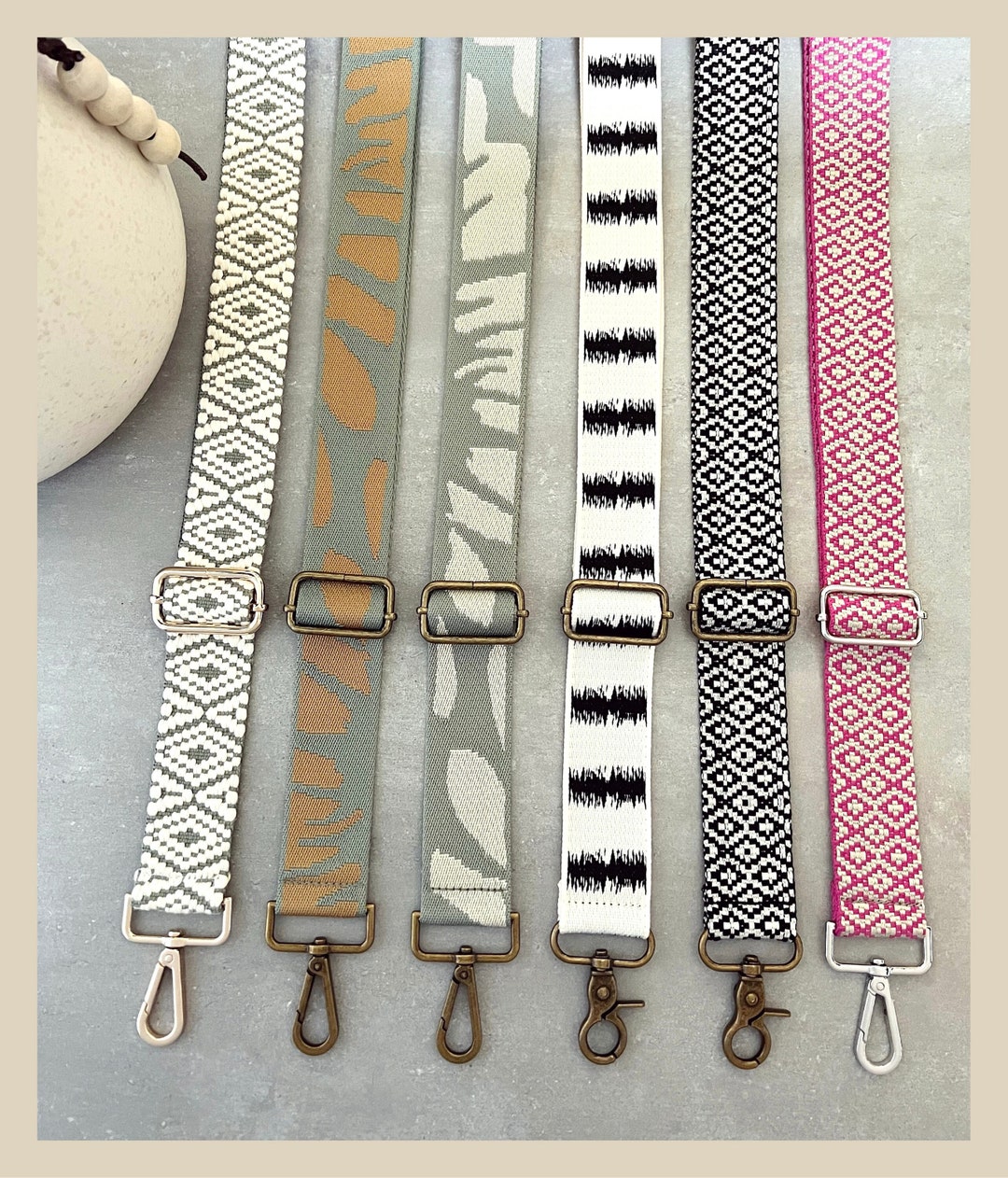 1 1/2” Wide Adjustable Crossbody Strap, Guitar Strap Purse, Canvas ...