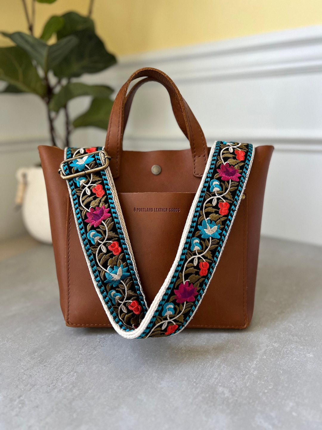 Blue Floral Embroidered Bag Strap, Boho Purse Strap, 2" Wide Adjustable ...